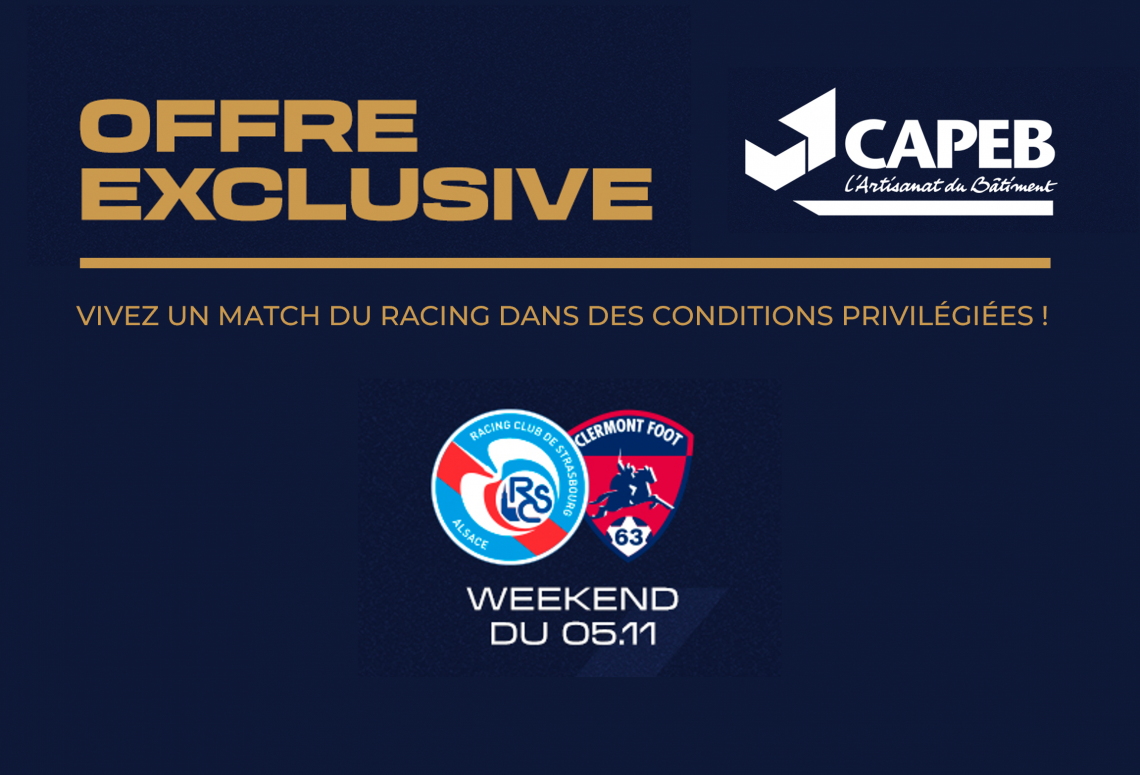 La CAPEB renouvelle son partenariat avec le Racing Club de Strasbourg Alsace et vous propose une ...